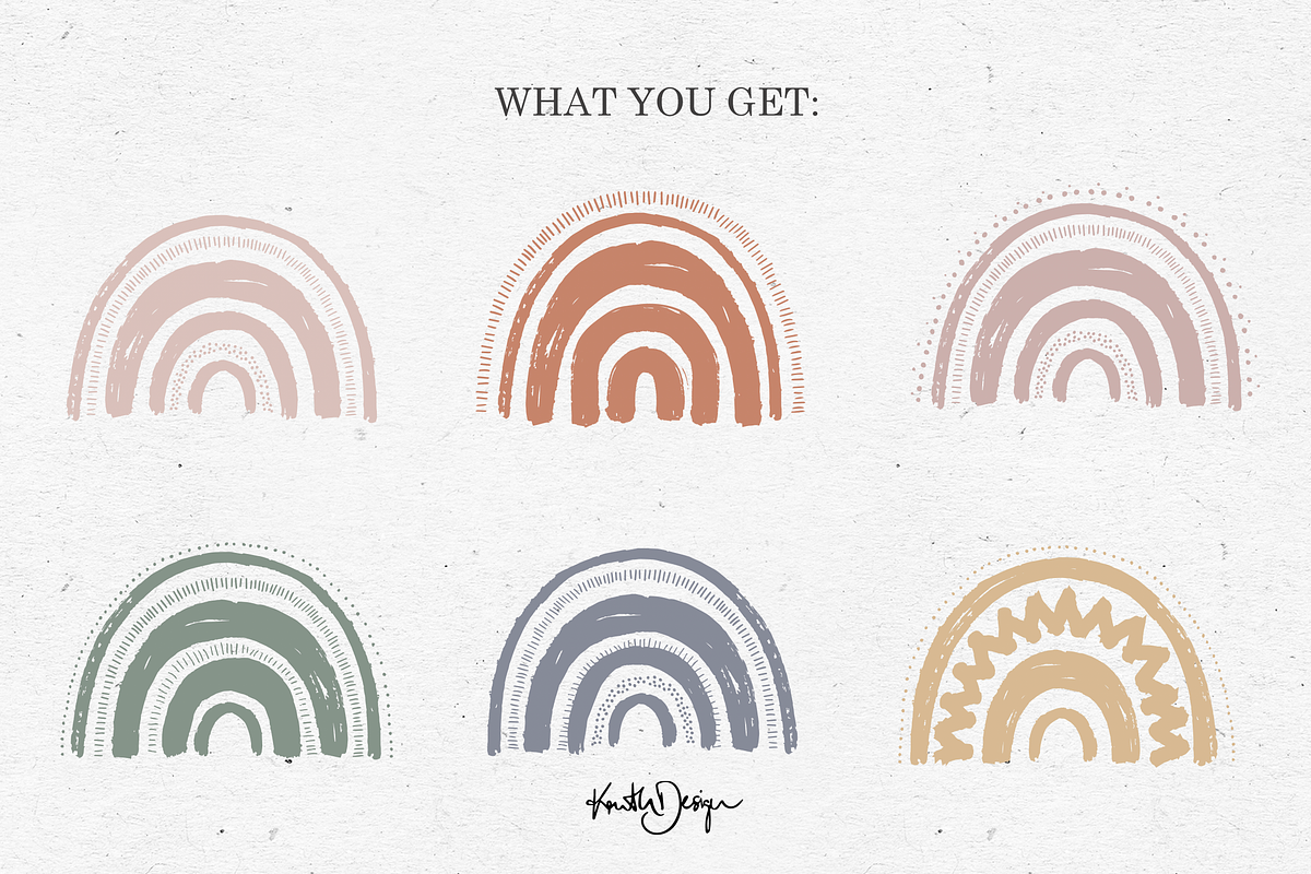 BOHO RAINBOW BUNDLE VECTOR + PNG, an Illustration by KruthDesign