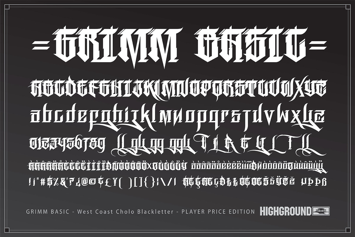 Rase Grimm Basic - Cholo Blackletter, a Blackletter Font by Graffiti Fonts®