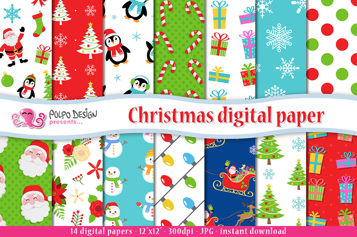 Christmas digital paper, a Pattern Graphic by PolpoDesign