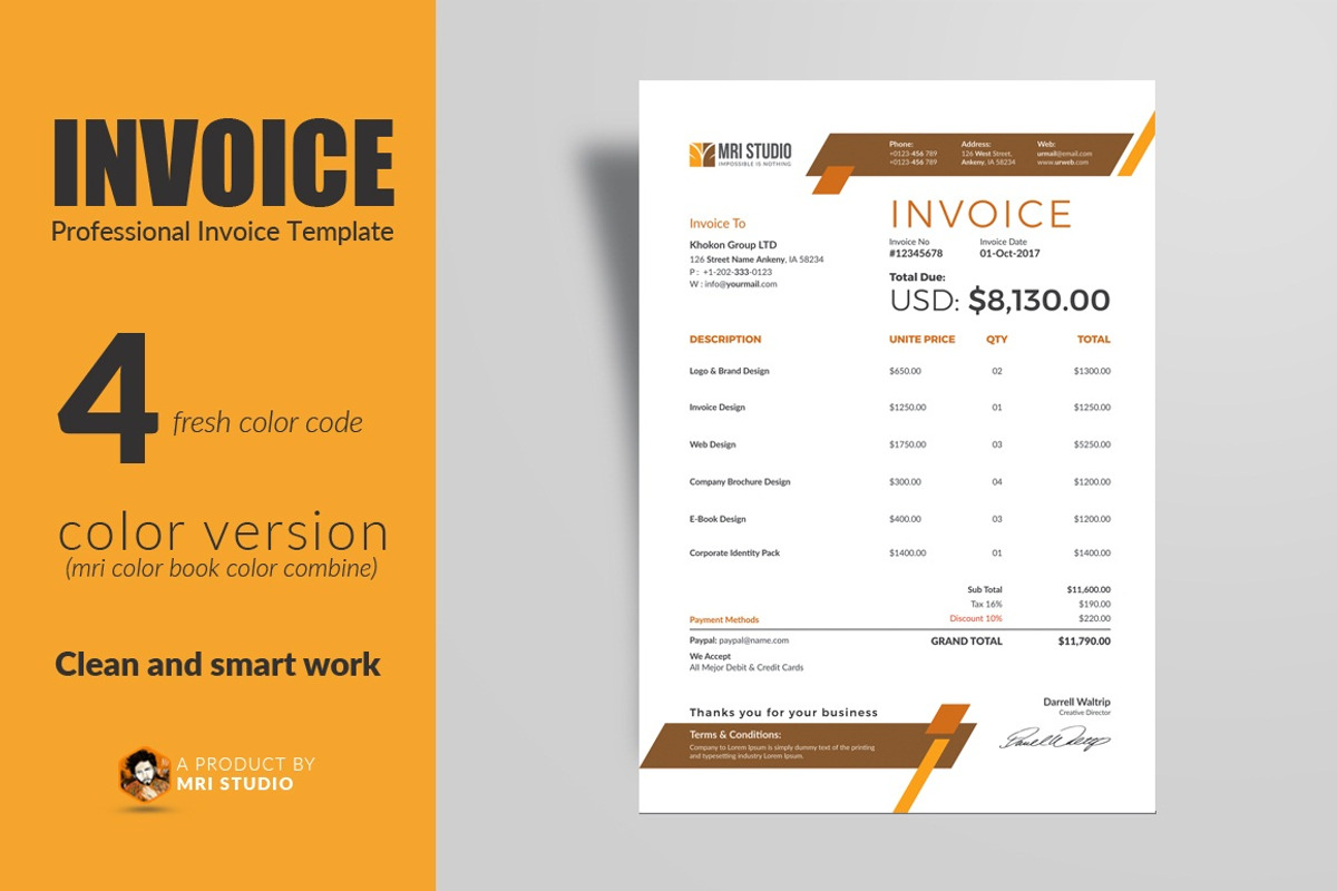 Creative Invoice Template, a Stationery Template by MRI STUDIO
