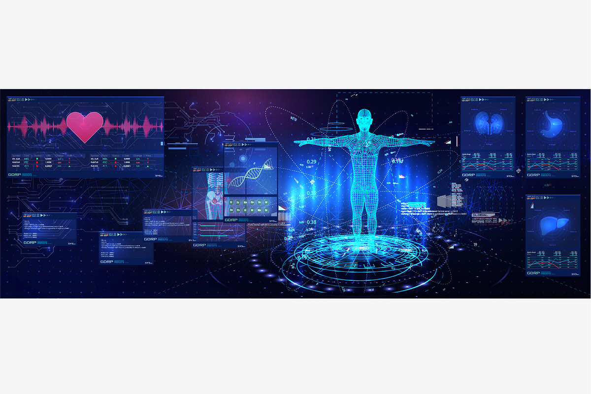 Medical examination in style HUD GUI, a Background Graphic by ZinetroN