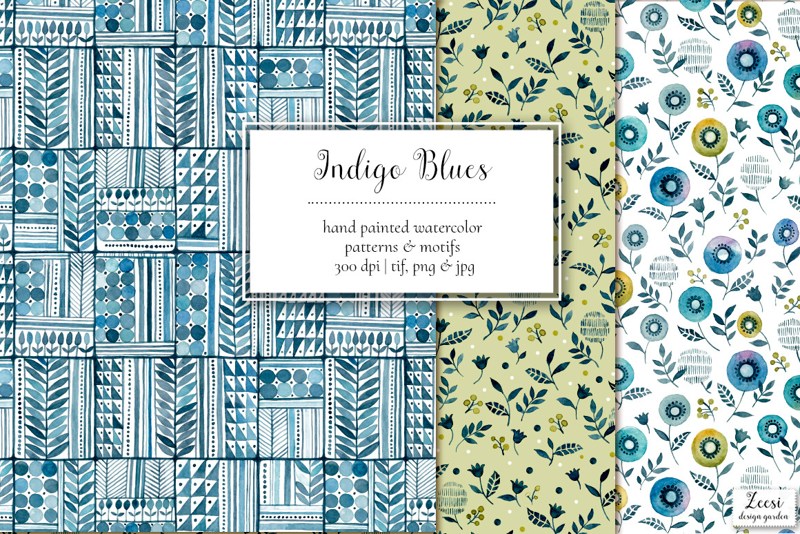 Indigo Blues Patterns & Motifs