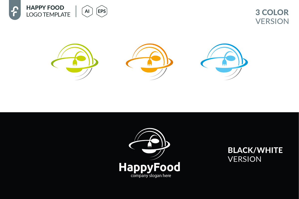 Happy Food Logo, a Branding & Logo Template by ft.studio