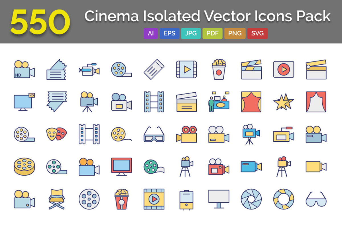 500+ Cinema Vector Icons Pack, an Icon by Vector Portal