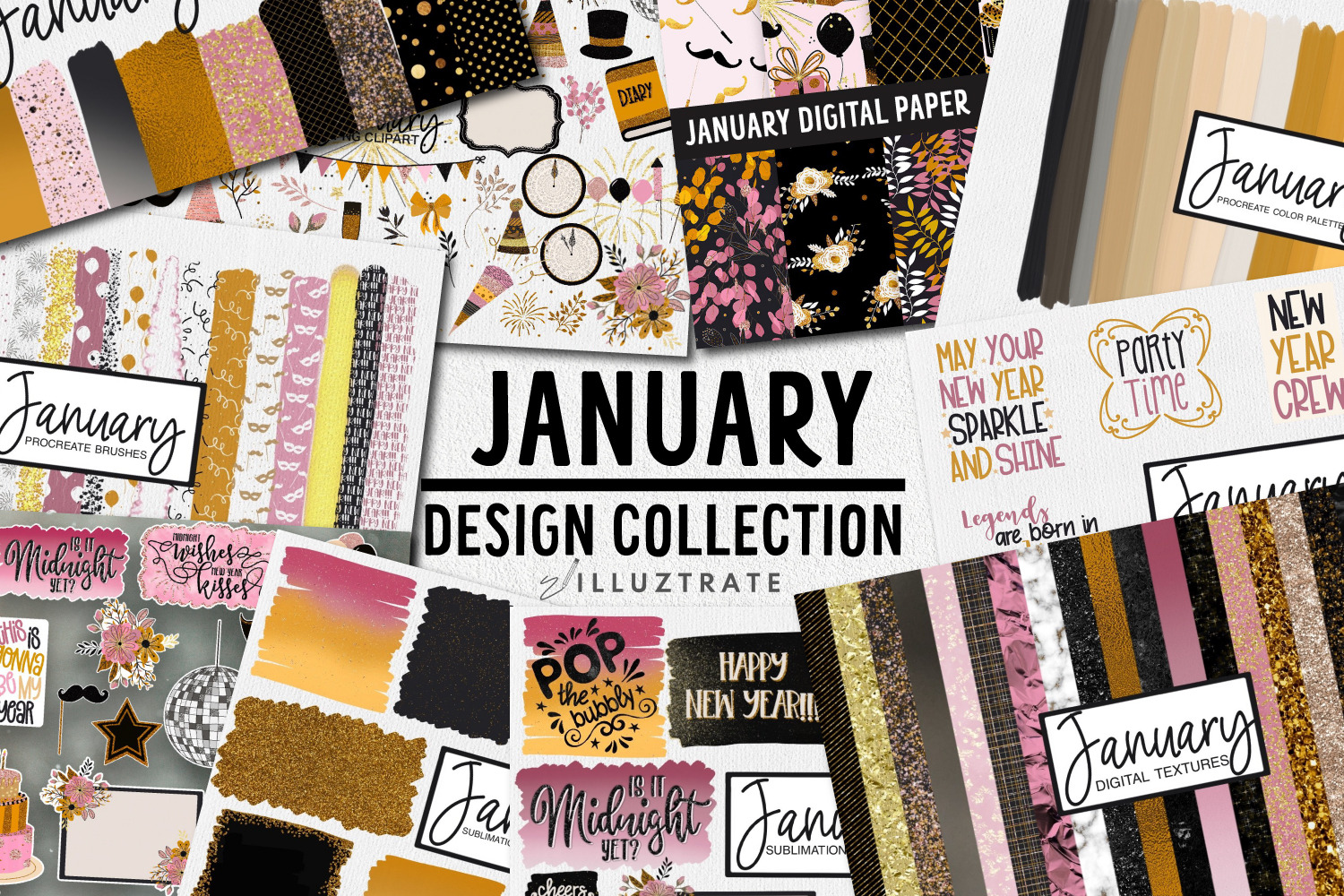 January Design Set | New Year, an Object Graphic by illuztrate