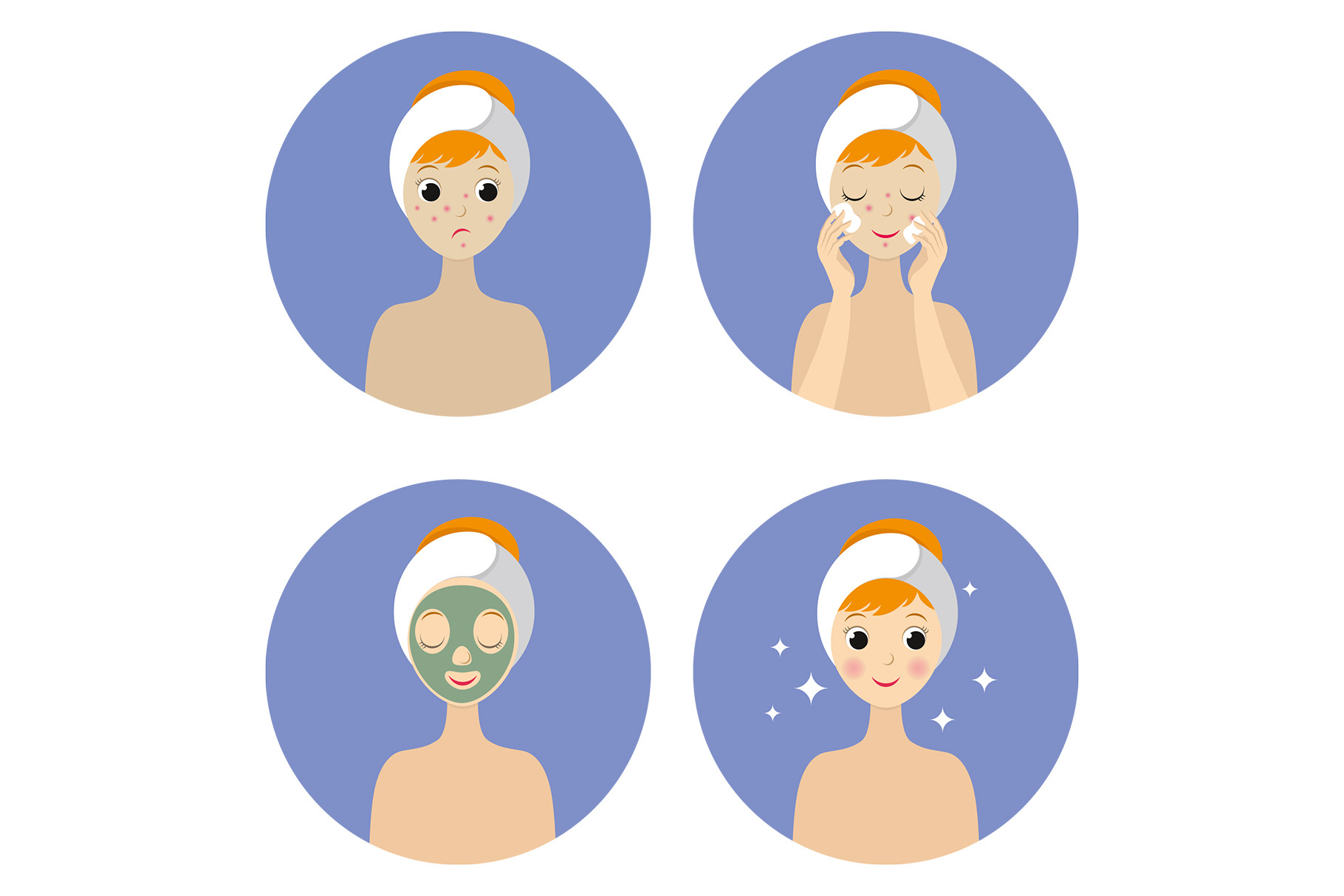 Steps to clean the face for the girl, a Person Illustration by UltraShop