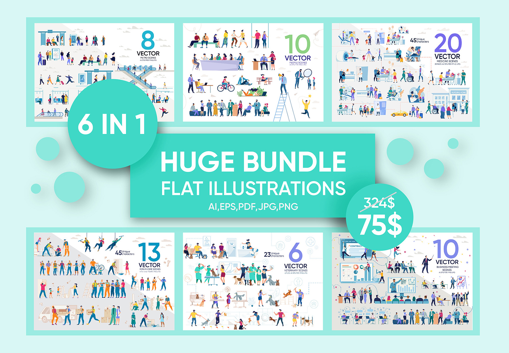 Huge Bundle Scenes Illustration, a Decorative Illustration by Tera Vector