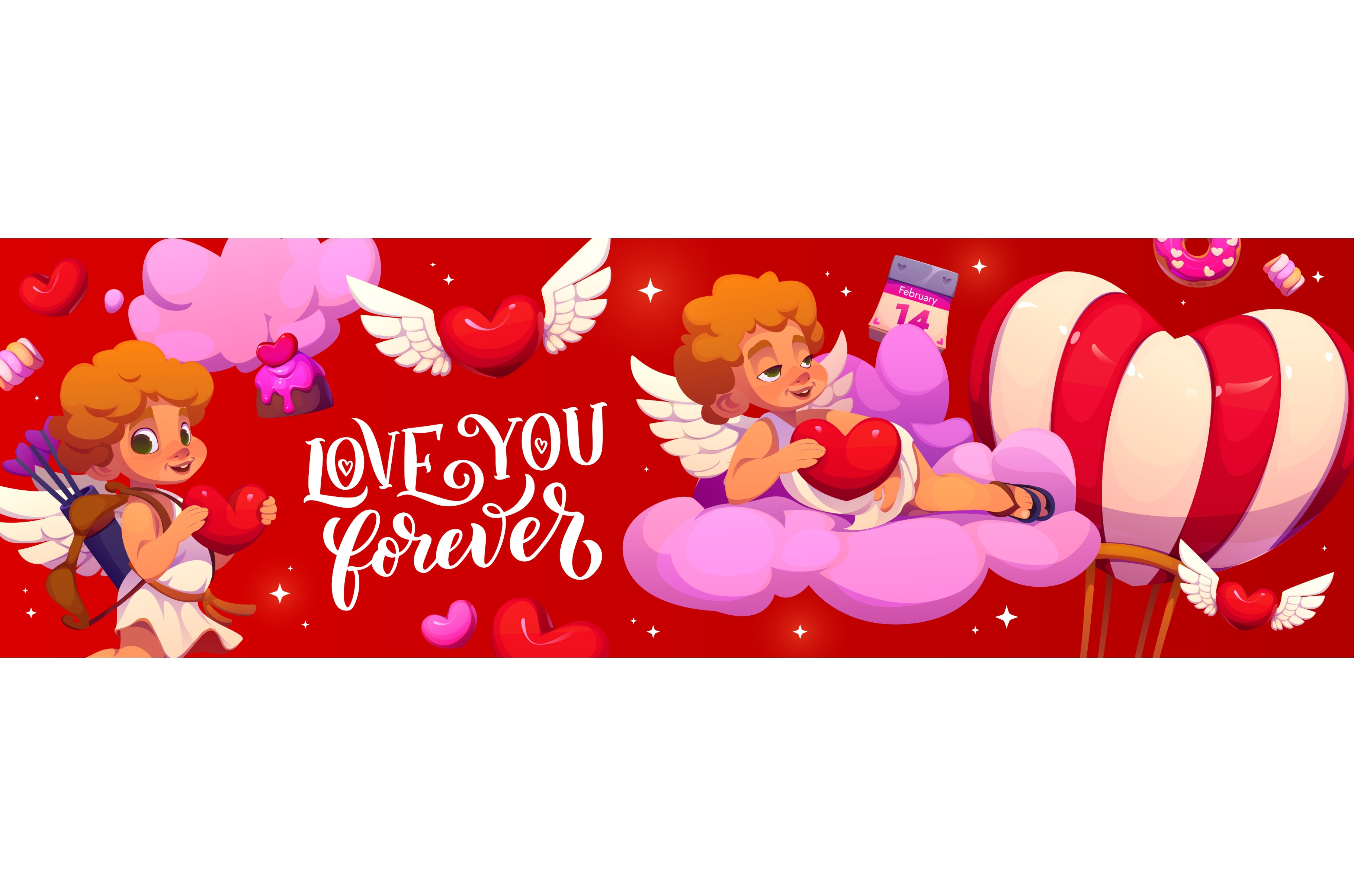 Valentine day banner with cupids, a Seasonal Illustration by Vector ...