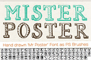 Hand drawn 'Mr Poster' Font Brushes, a Brush Add-On by Frisk Shop ...