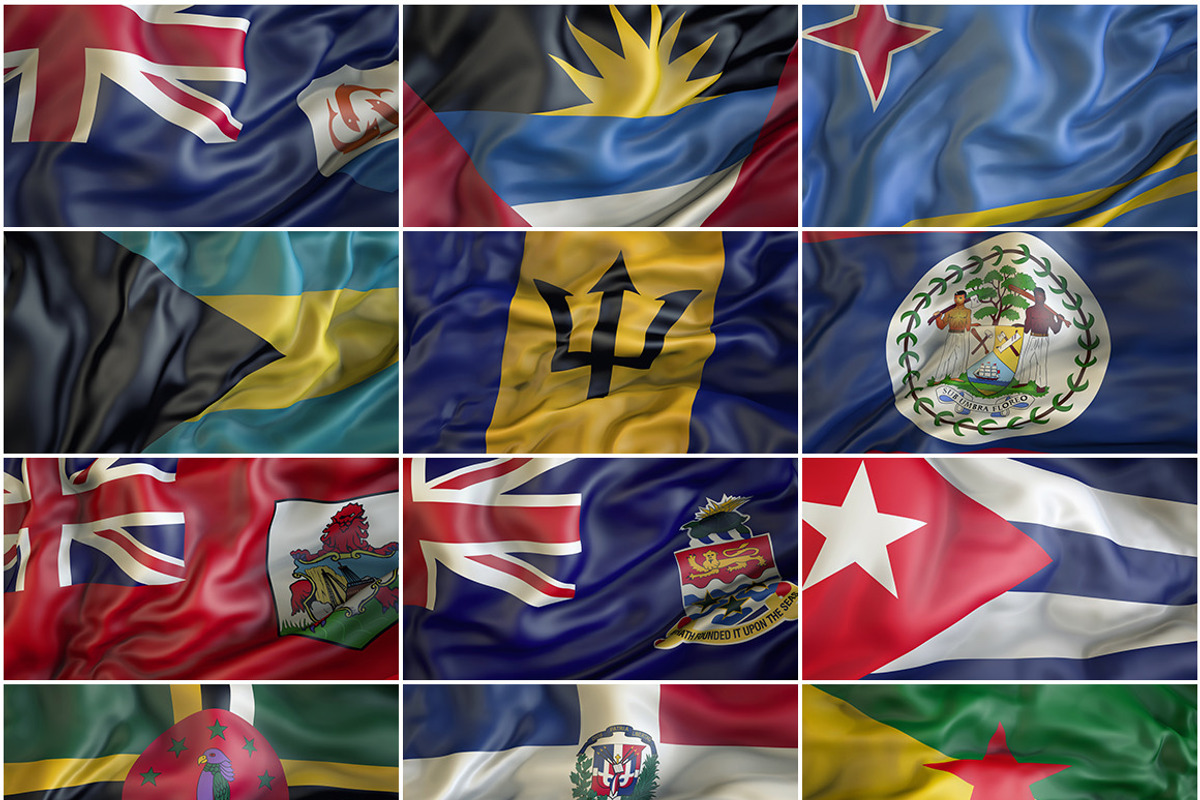 Caribbean Waving flags, an Illustration by Giordano Aita Graphics