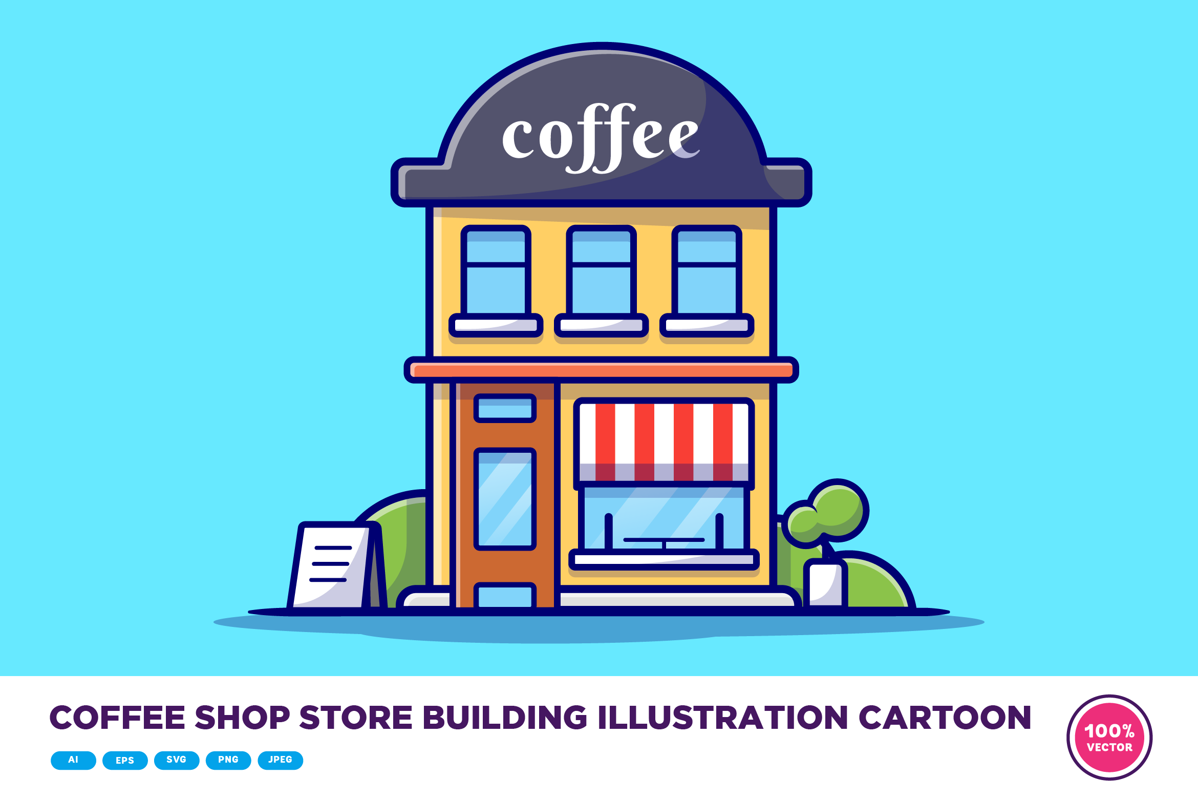 Coffee Shop Store Building Cartoon, a Food Illustration by Catalyst ...