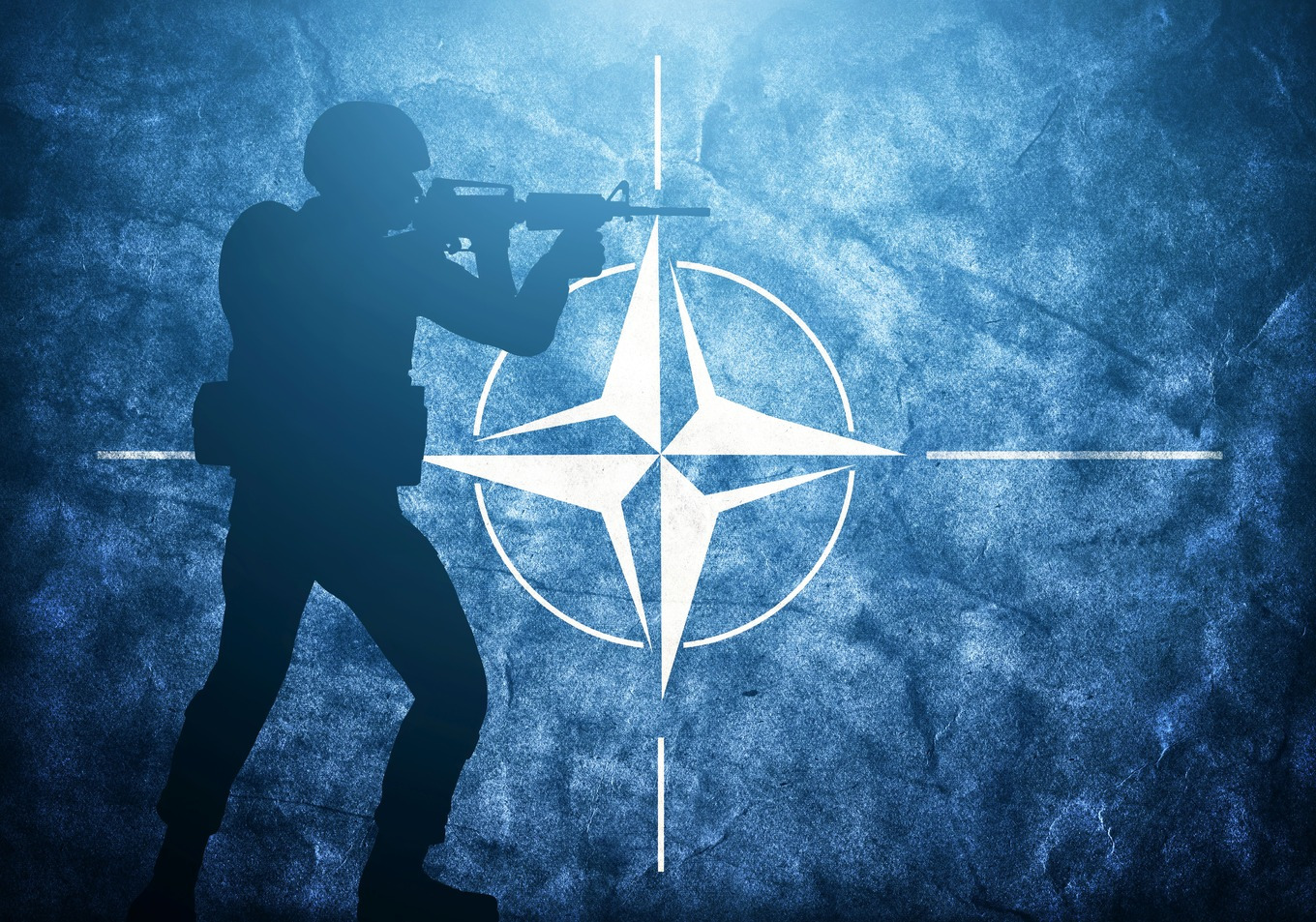 Soldier silhouette on NATO flag, a Person Photo by Photocreo Michal ...