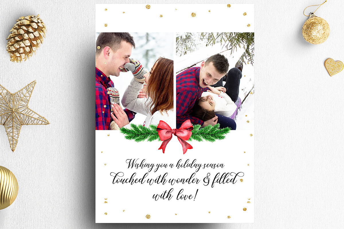 Christmas Card Photoshop Template, a Card Template by Nifty Template Studio
