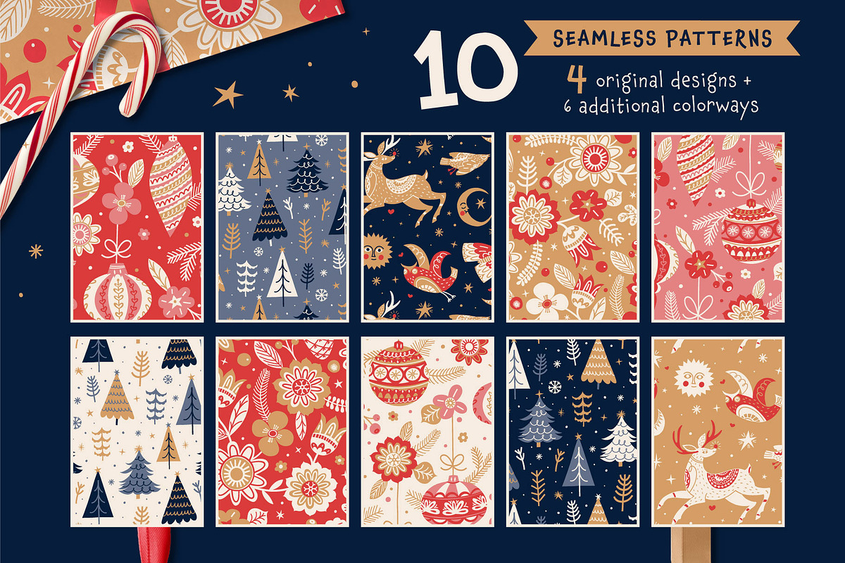 Festive Folk Graphic Collection, a Seasonal Illustration by rouxsupplyco