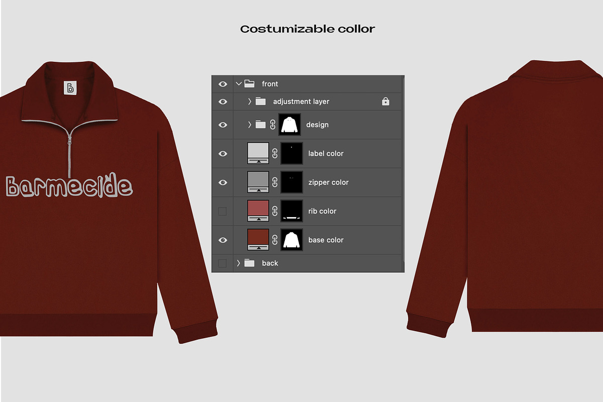 Quarter zip sweatshirt mockup, a Shirt Mockup by Barmecide Mockup Studio