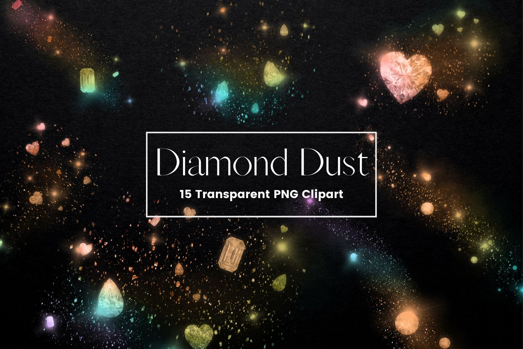 Rainbow Diamond Dust Clipart, an Illustration by Pixafied