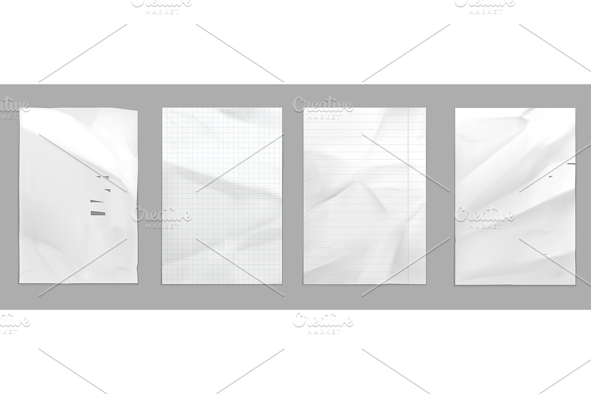 Crumbled wrinkle fold paper sheets, a Decorative Illustration by Vector ...