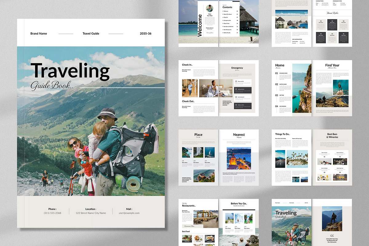 Travel Guide Brochure Template, a Magazine Template by Spark_Creative
