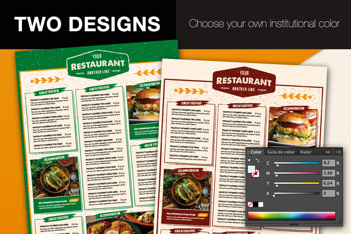 Rustico Menu Illustrator Template, a Brochure Template by Luuqas Design