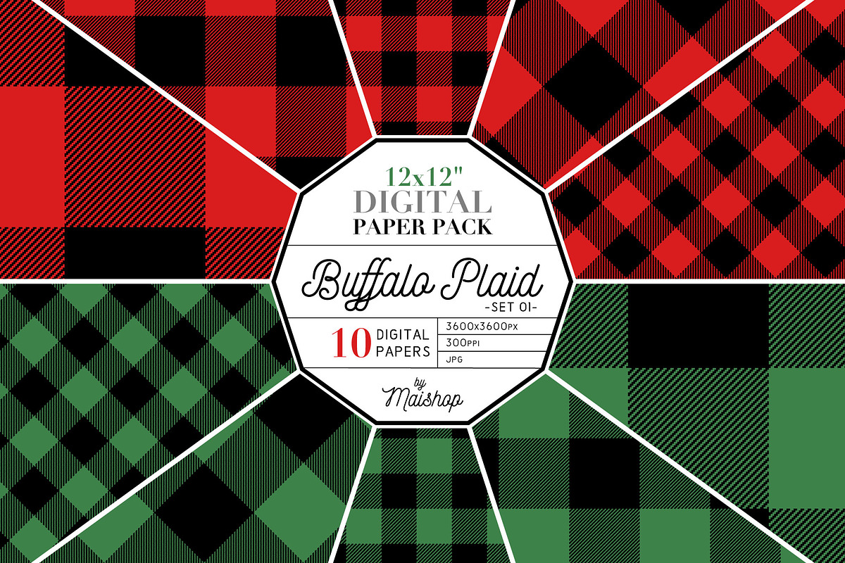 Digital Paper Buffalo Plaid Set 01, a Pattern Graphic by Maishop