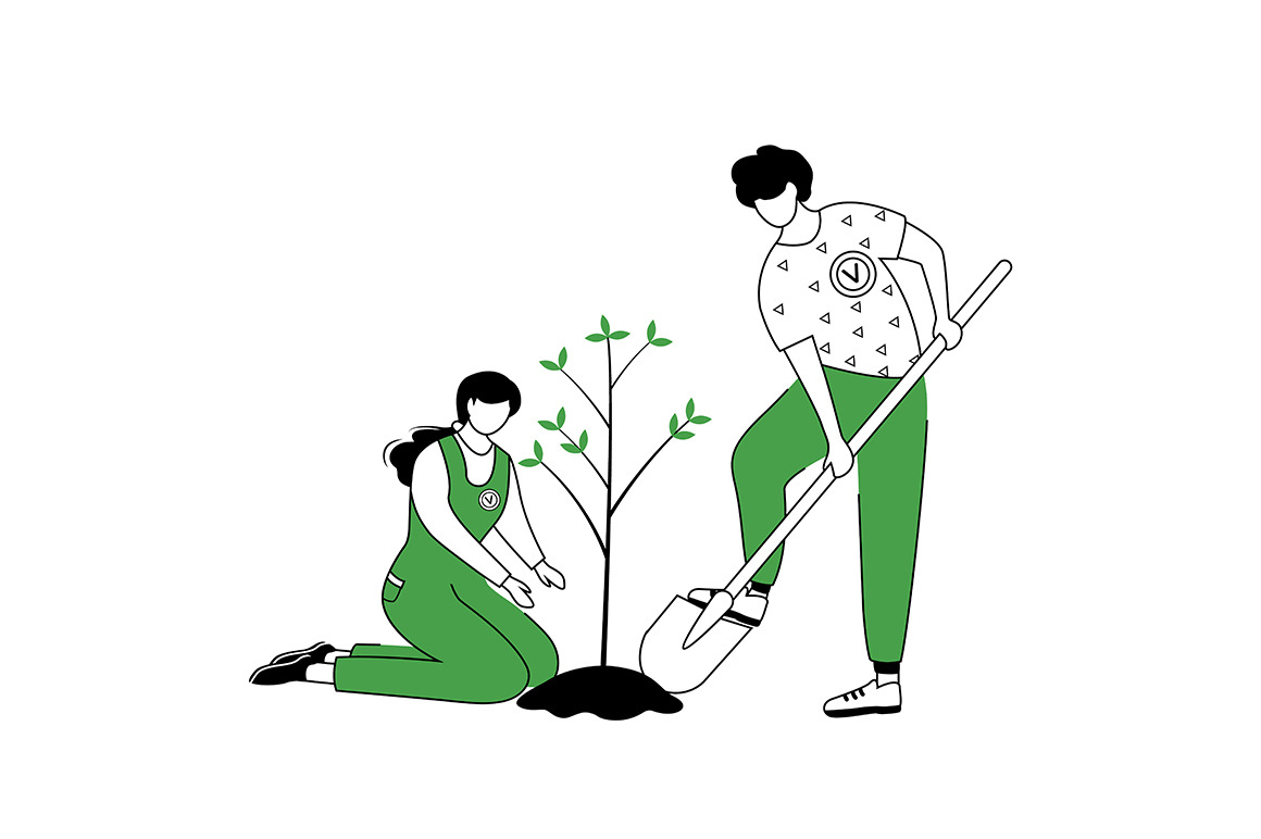 People planting tree illustration, a Person Illustration by The img