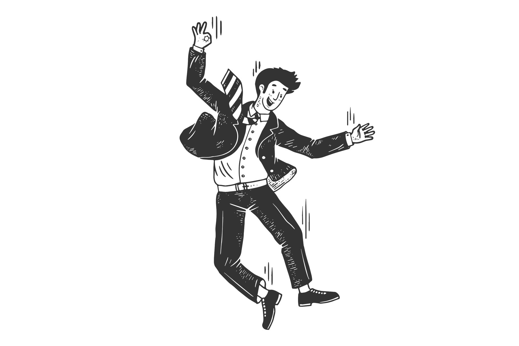 Optimistic man falling sketch vector, a Work Illustration by AlexArt