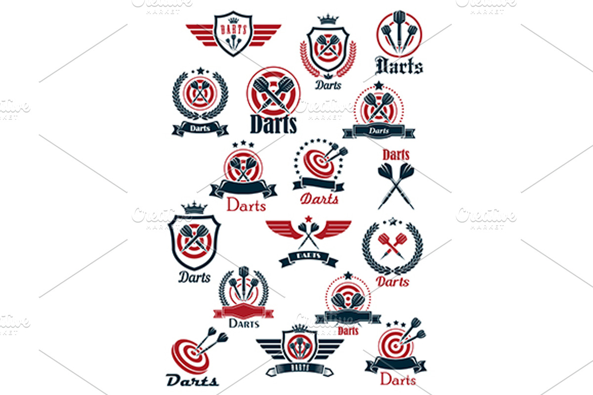 Sport darts game symbols and icons, a Background Graphic by Vector ...