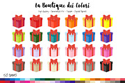 50 Rainbow Presents Clip Art, an Illustration by La Boutique dei Colori