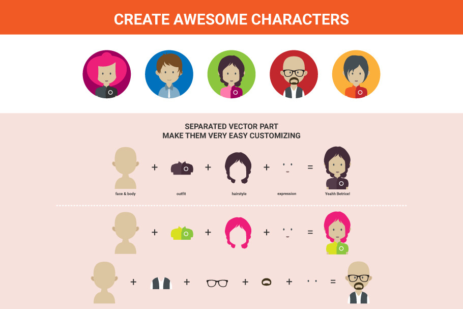Characters Design Vector Pack, an Illustration by Sign Vector
