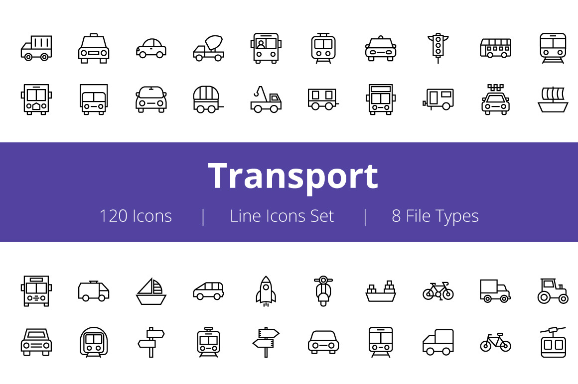 100+ Transport Line Icons, an Outline Icon by Prosymbols