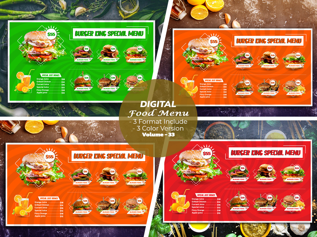 Digital Menu Board Templates, a Stationery Template by MRI STUDIO