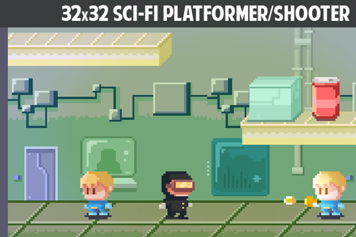 32x32 Sci-fi platformer/shooter pack, an Illustration by Fassous game ...