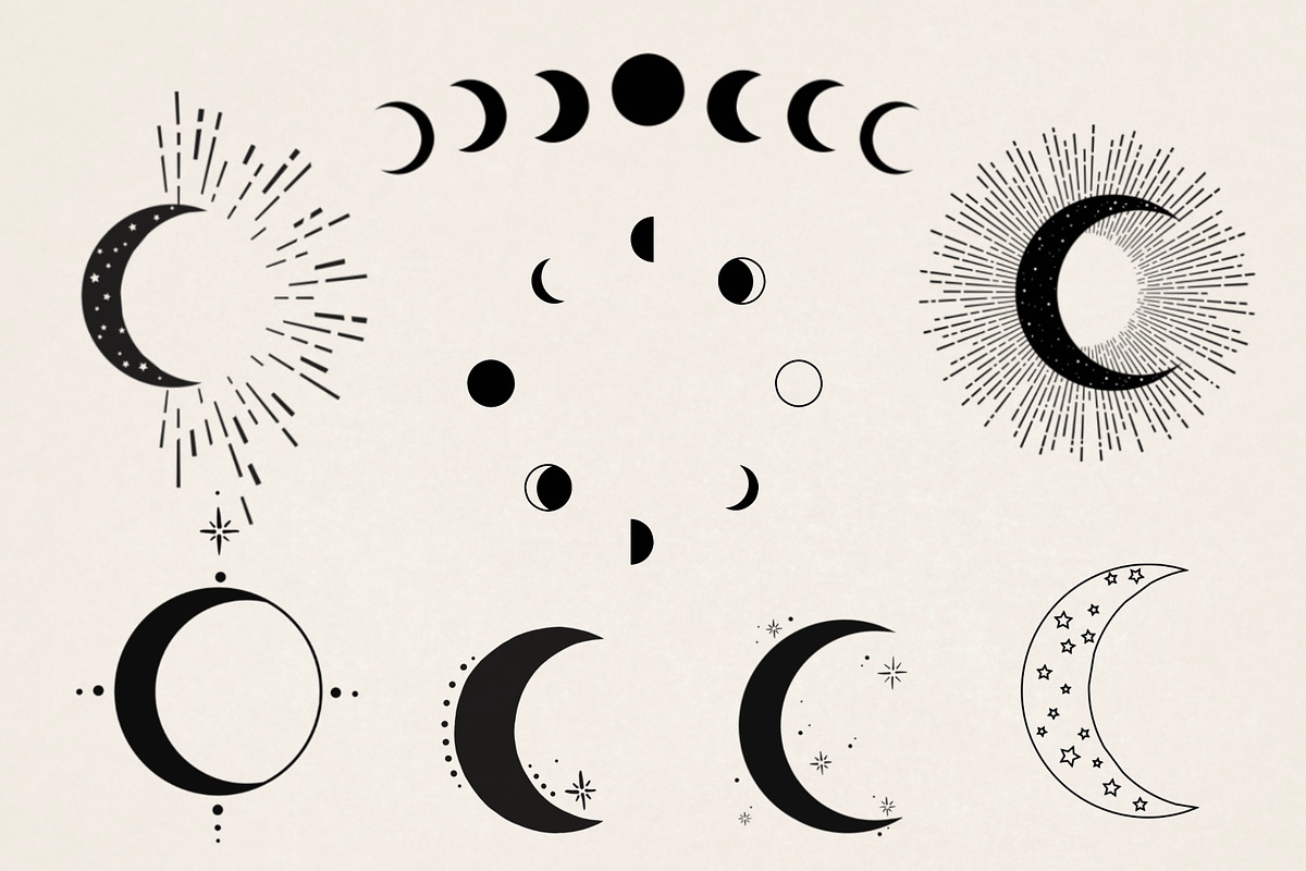 Moon and Stars Procreate Stamps, a Brush Add-On by mood2moon