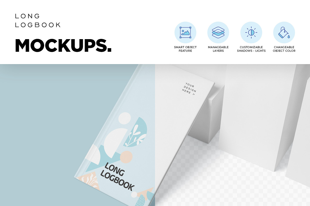 Long Rectangle book Mockups, a Product Mockup by DesignNeutrons
