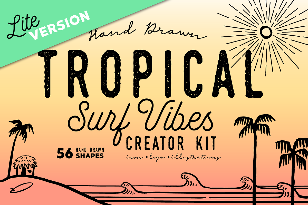 Lite-Tropical Surf Vibes-Creator Kit, an Illustration by Walking_Designs
