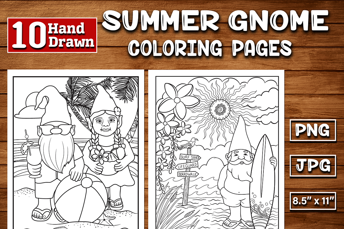 Beach Summer Gnome Coloring Book