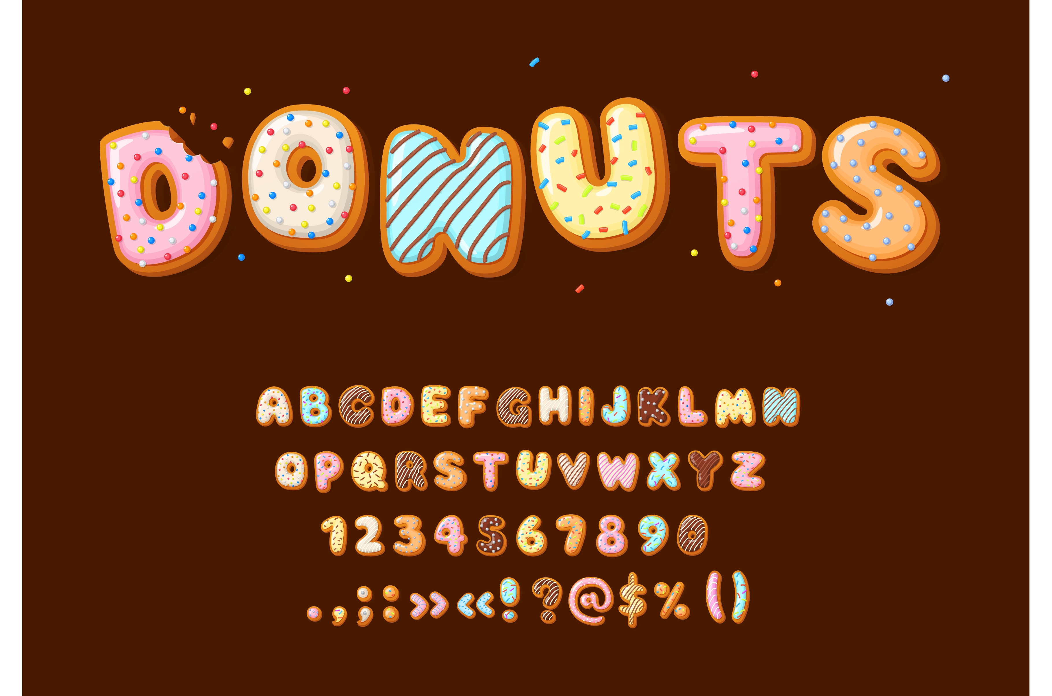Donut font type, cartoon, an Illustration by Vector Tradition ...