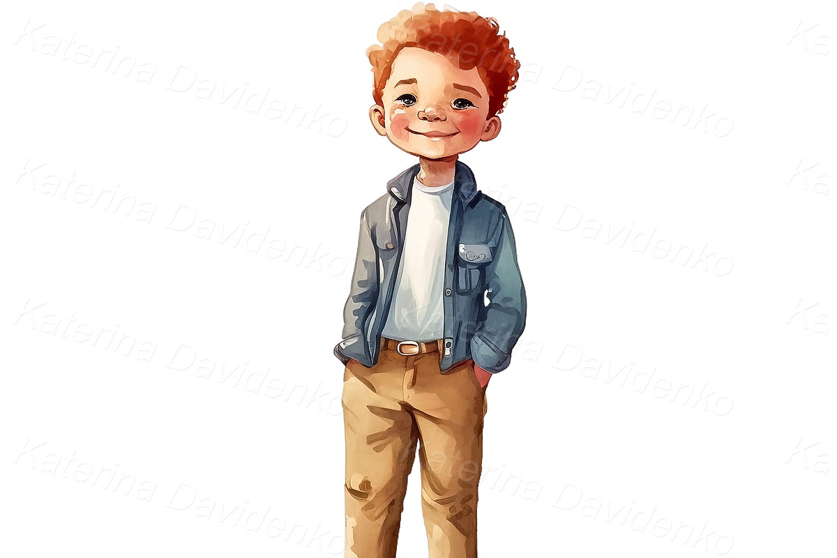 Cartoon children standing in a row, a Person Illustration by Bubert Art