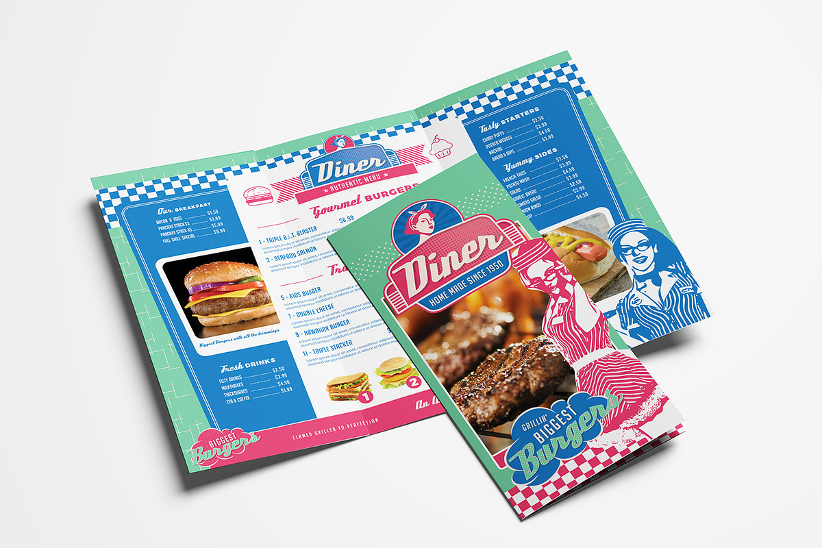 American Diner Menu Templates Pack, a Brochure Template by BrandPacks