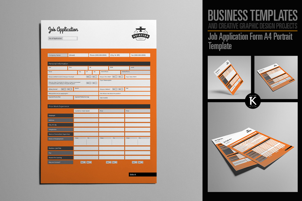 Job Application Form A4, a Templates & Theme by Keboto