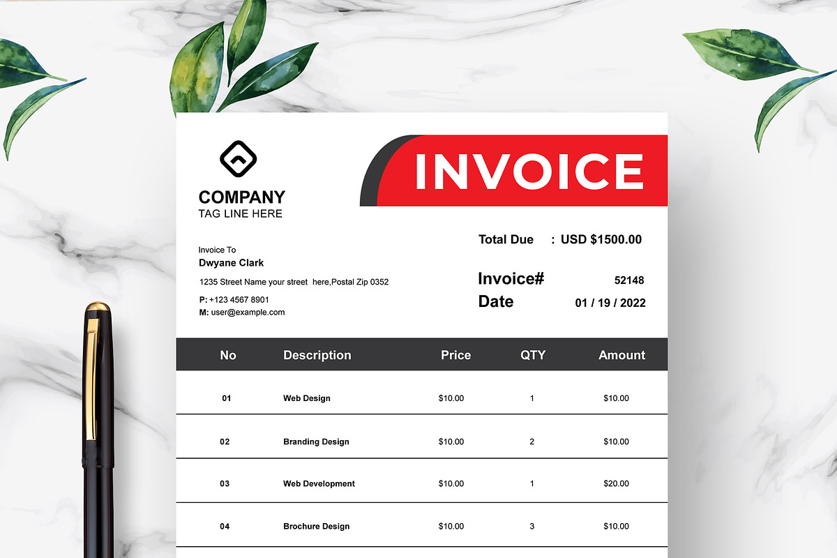 Red Invoice | Creative Market