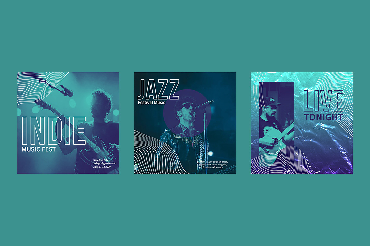 Live Music Instagram Templates, a Social Media Template by Azruca