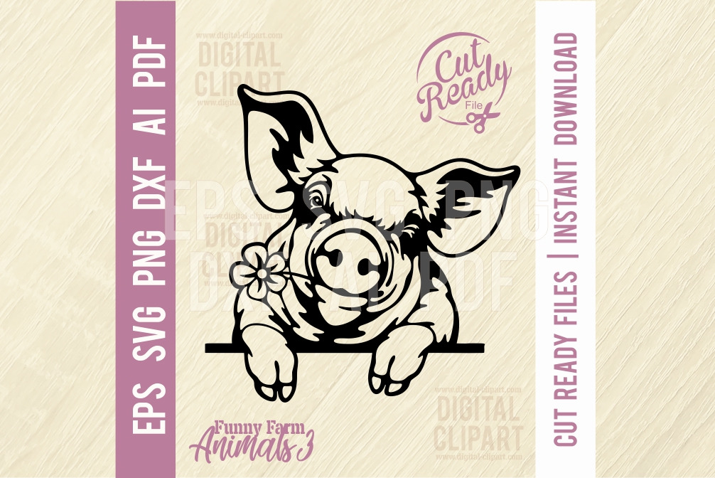 Peeking pig SVG Peeking Animal SVG, an Animal Illustration by Digital ...