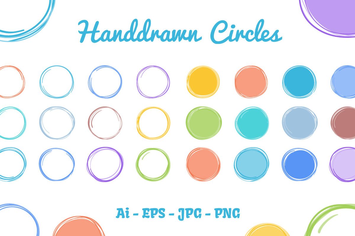 Hand Drawn Colored Circles, a Decorative Illustration by PixMarket