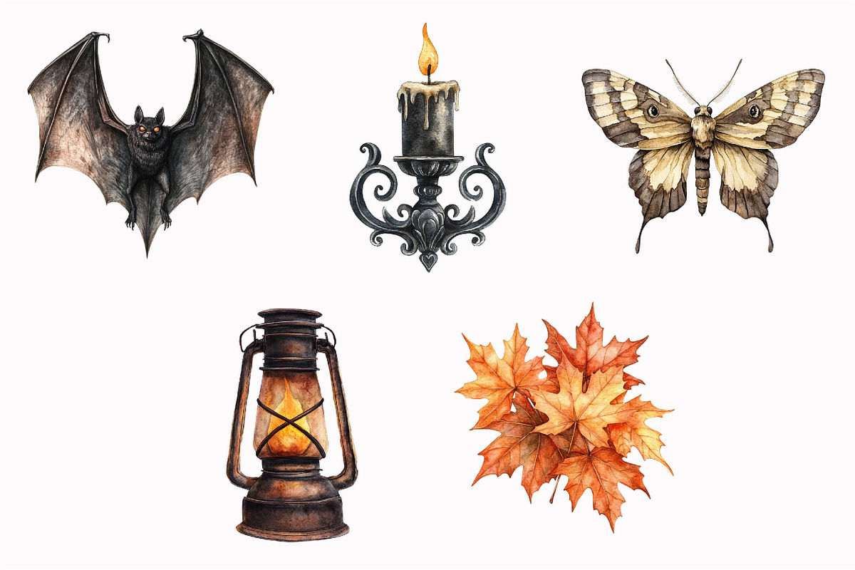 Watercolor Haunted House Clipart, a Seasonal Illustration by DesignGet