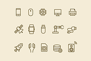 15 Thin Line Technology Icons, an Icon by Creative VIP