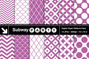 Purple Retro Geometric Papers, a Pattern Graphic by SubwayParty