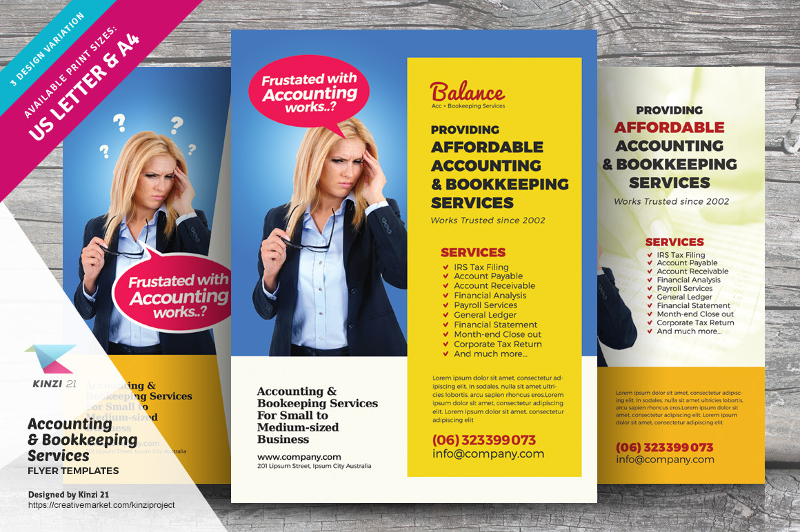 Accounting & Bookkeeping Flyers, a Flyer Template by kinzi21