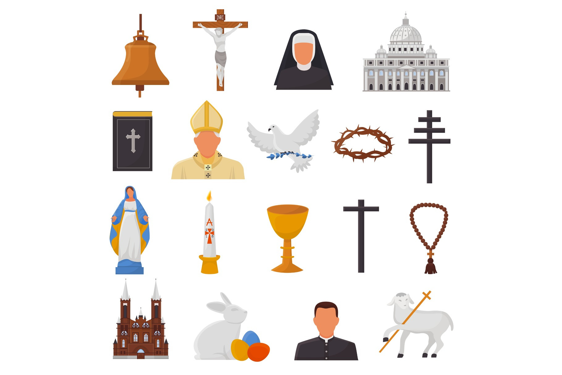 Christian icons vector christianity religion signs and religious ...