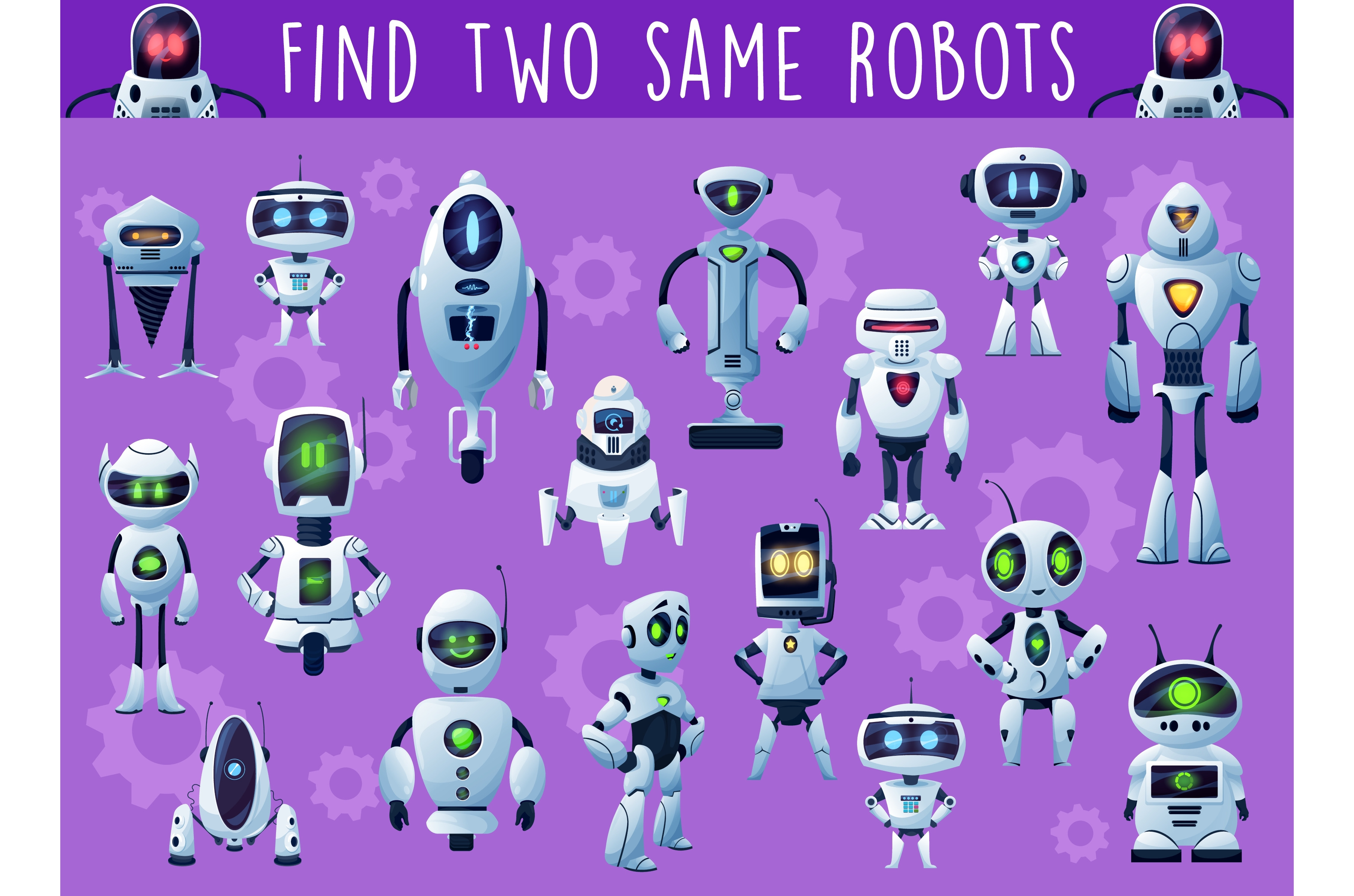 Kids educational game with robots, an Education Illustration by Vector ...
